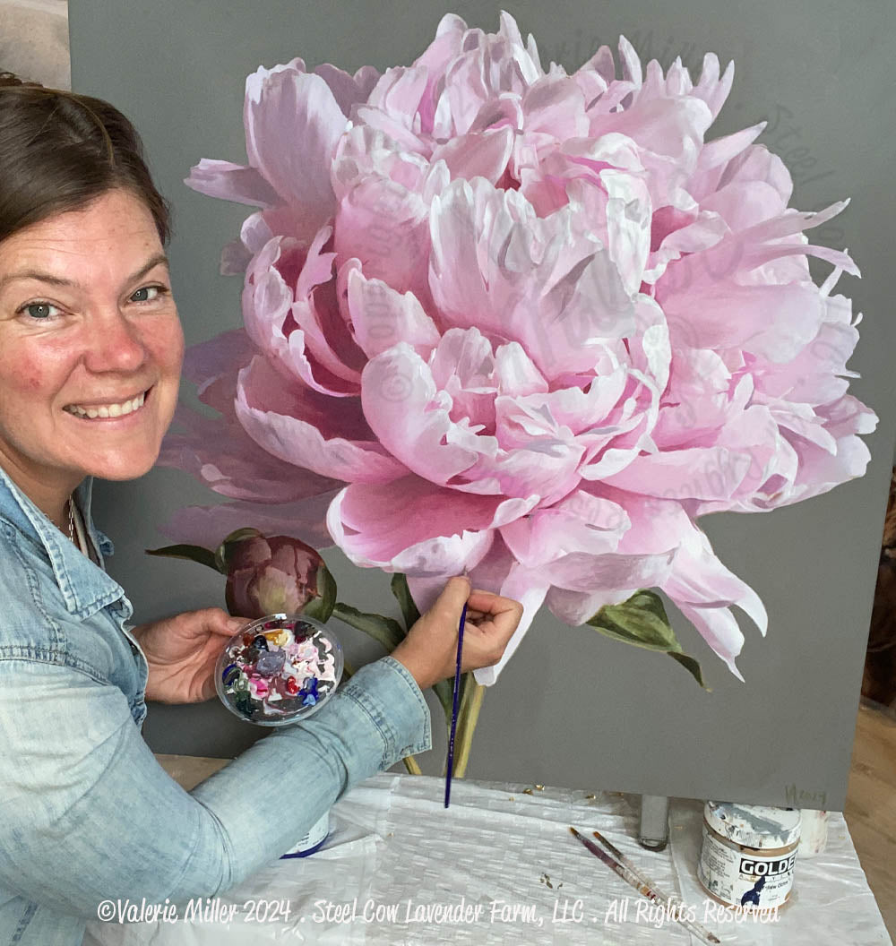 ORIGINAL PEONY PAINTINGS - Steel Cow Lavender Farm