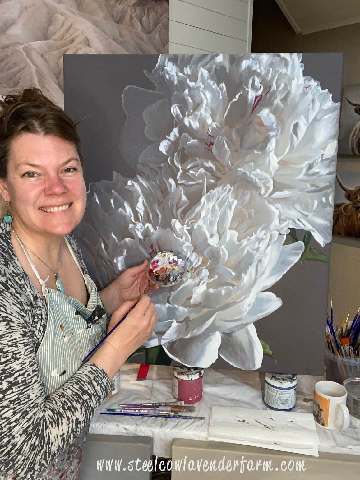 ORIGINAL PEONY PAINTINGS - Steel Cow Lavender Farm